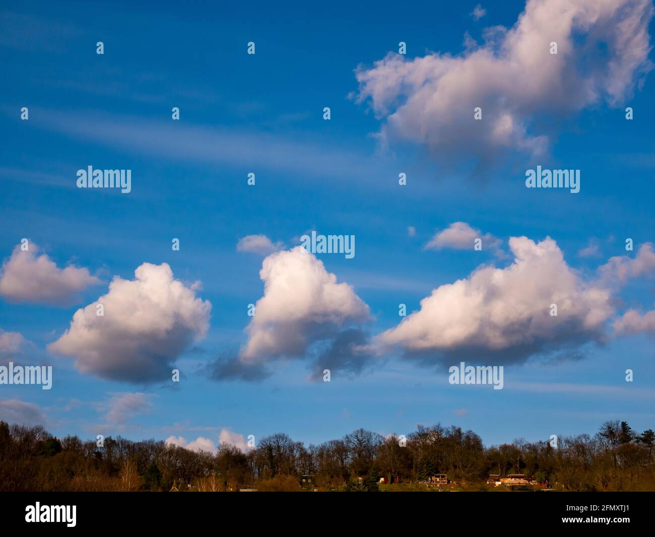 Small fluffy clouds over the horizon in the blue sky Stock Photo - Alamy