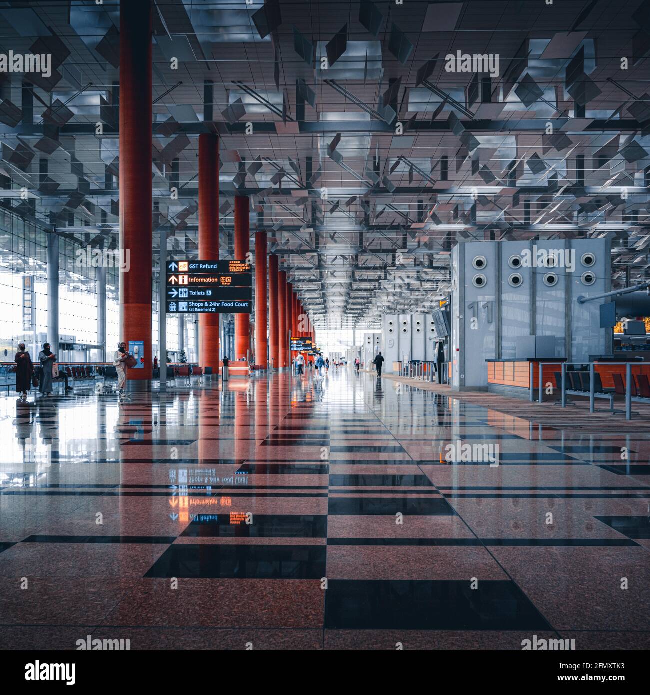 Artificial waterfall structure in Jewel terminal in Changi Airport ...