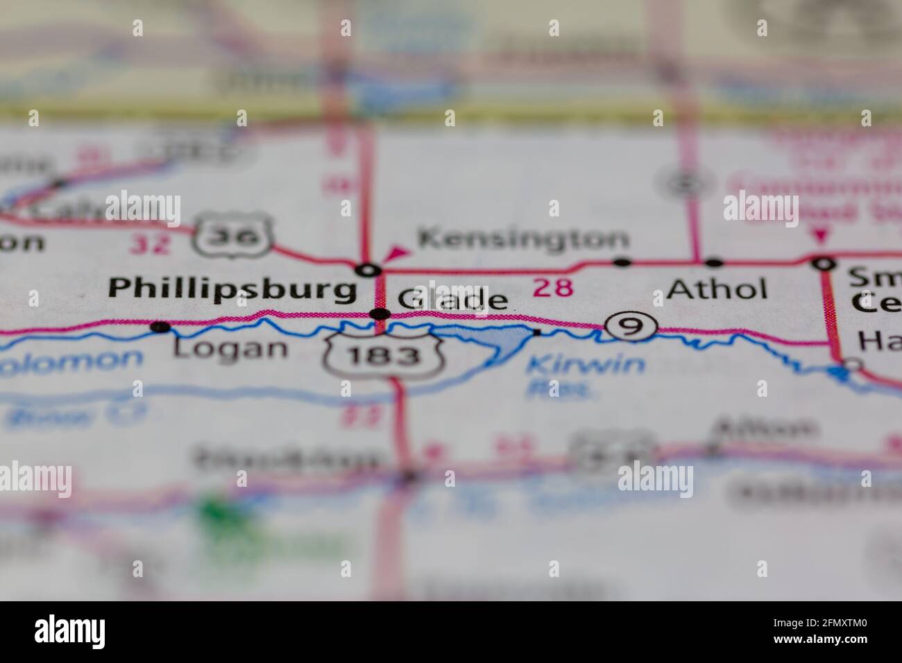 Glade Kansas USA shown on a Geography map or Road Map Stock Photo - Alamy