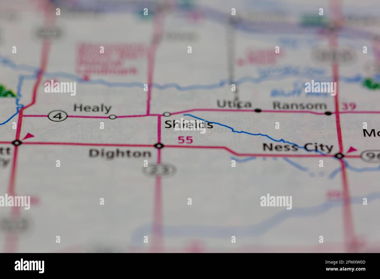 Shields Kansas USA shown on a Geography map or Road Map Stock Photo - Alamy
