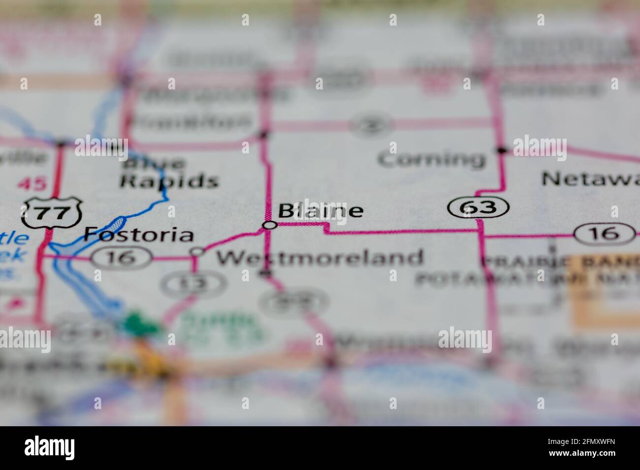 Blaine Kansas USA shown on a Geography map or Road Map Stock Photo - Alamy