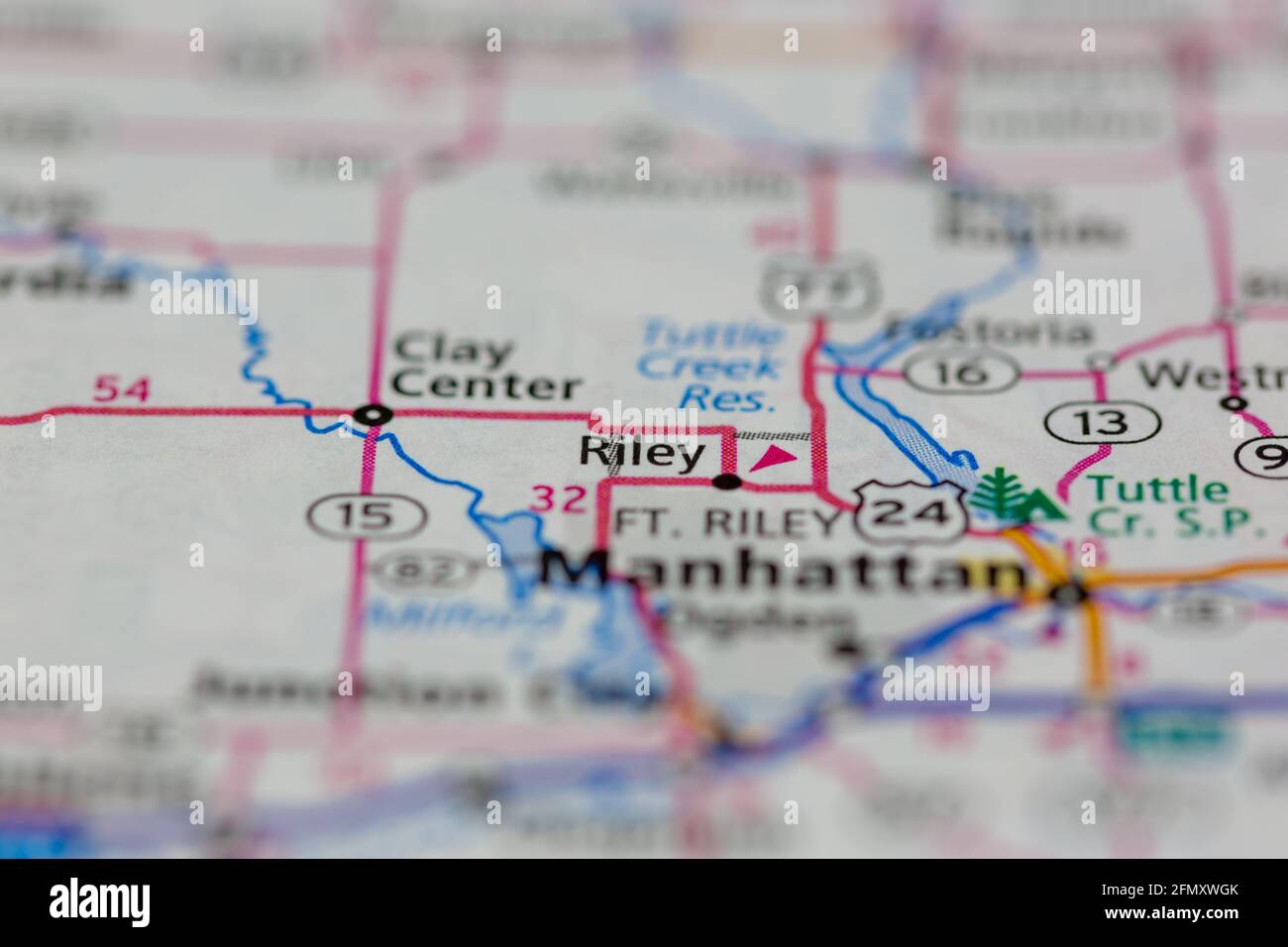 Riley Kansas USA shown on a Geography map or Road Map Stock Photo - Alamy