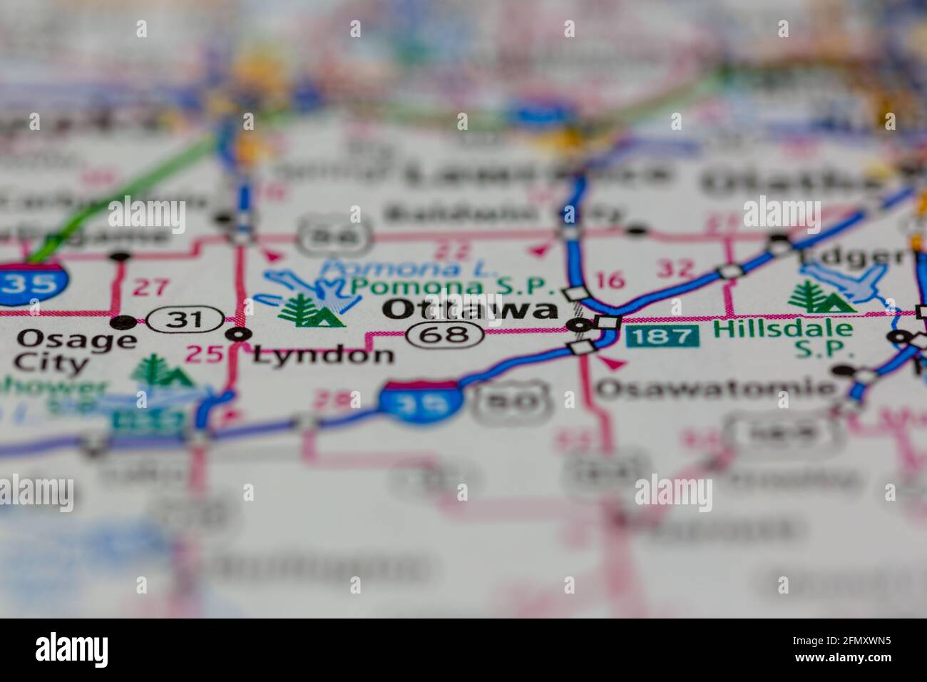 Ottawa Kansas USA shown on a Geography map or Road Map Stock Photo - Alamy