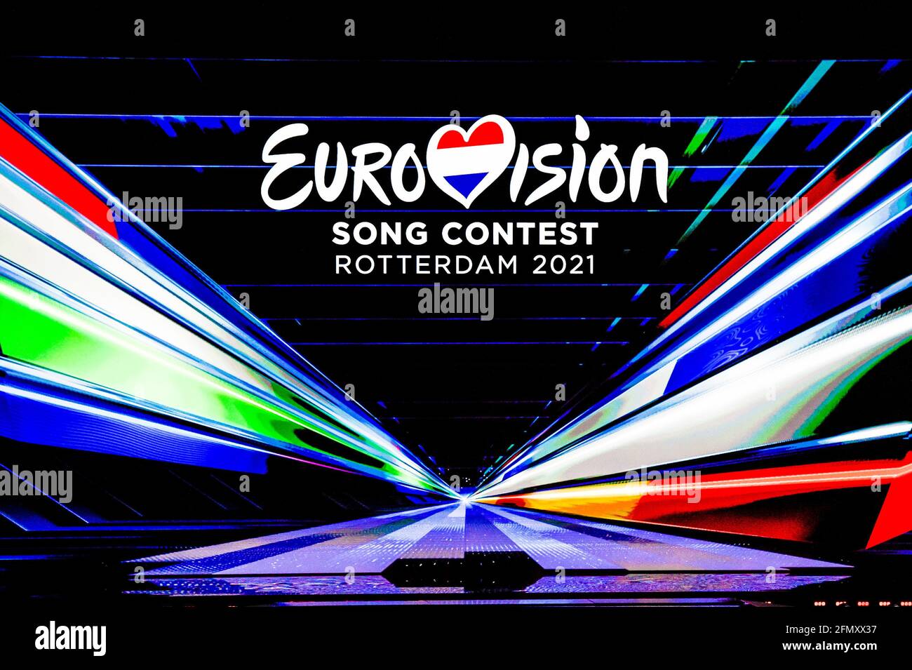 Stage during rehearsals at the Eurovision Song Contest at Ahoy arena in ...