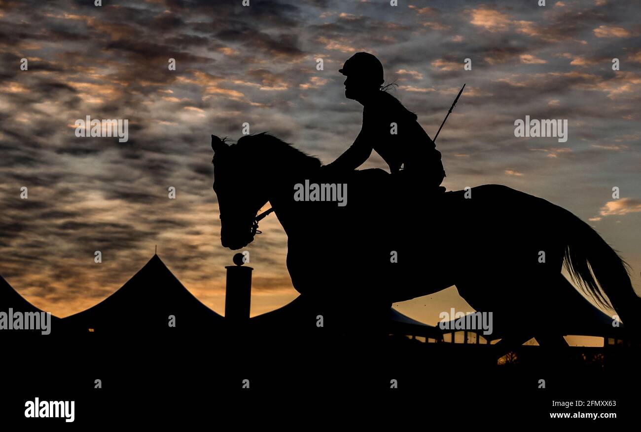 Baltimore, MD, USA. 12th May, 2021. May 12, 2021: A horse returns from ...