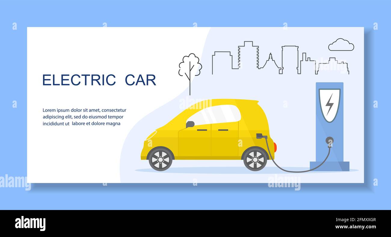 Vector Illustration Electric Car Green Energy New Transport Eco