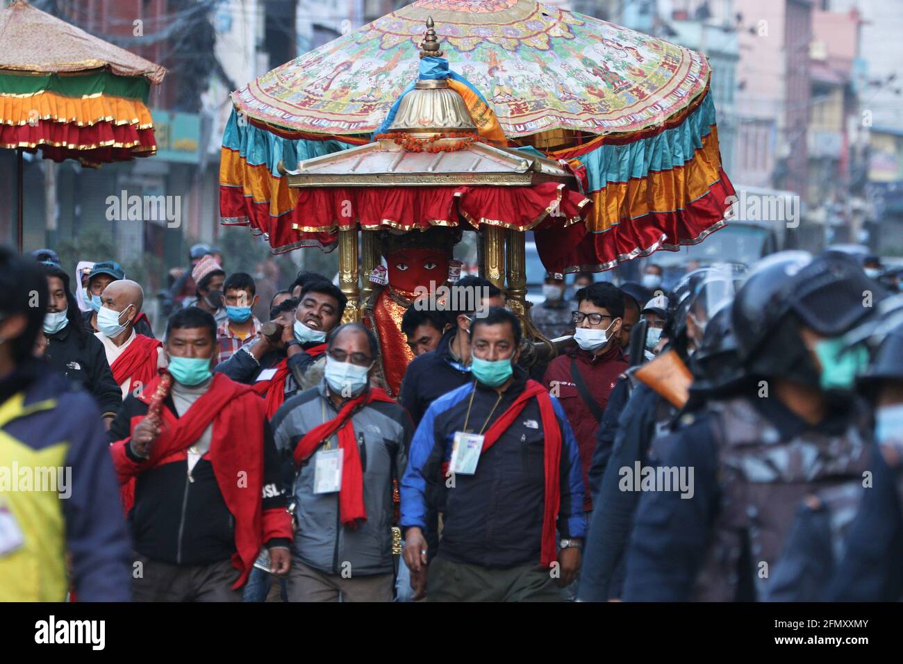 Kathmandu, NE, Nepal. 12th May, 2021. Rain God, Rato Macchindranath is ...