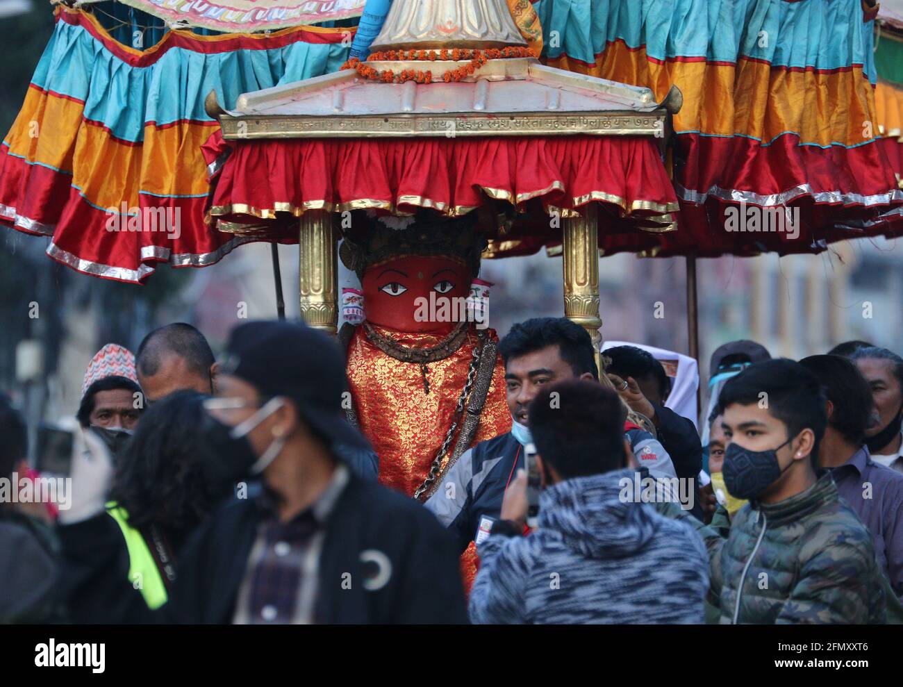 Kathmandu, NE, Nepal. 12th May, 2021. Rain God, Rato Macchindranath is ...