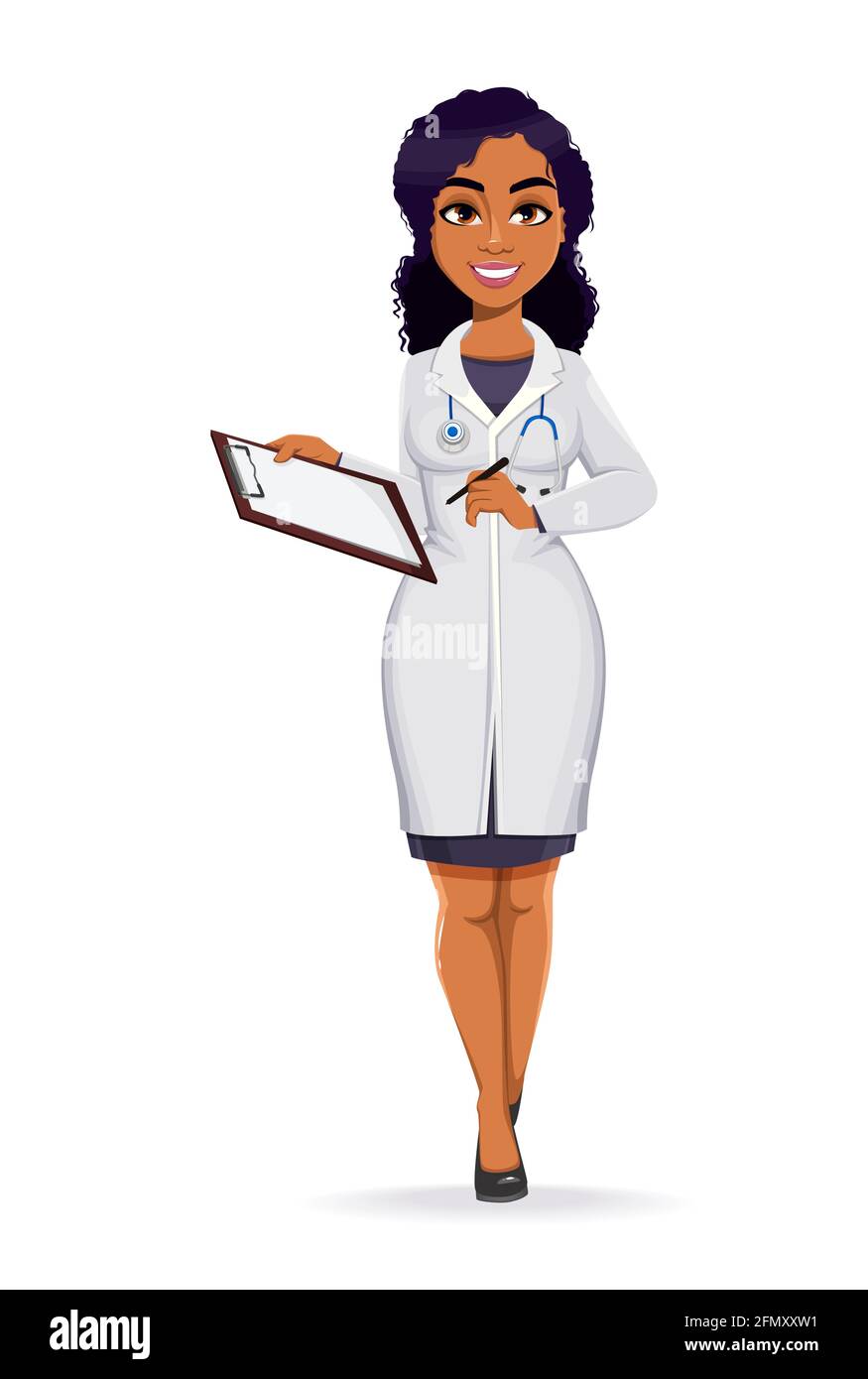 Medicine and pandemic concept. African American female doctor wearing ...