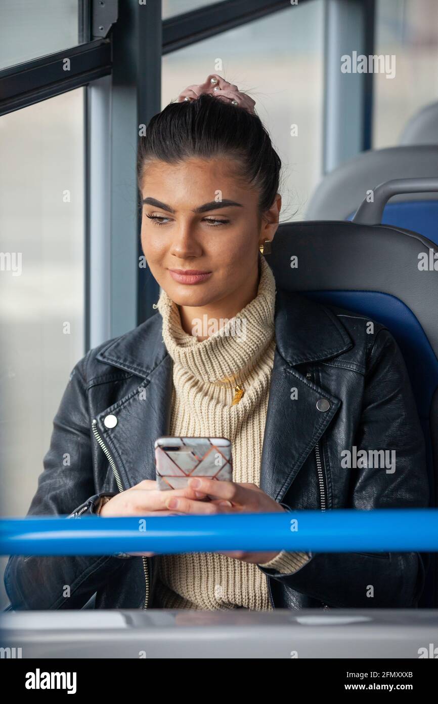 Looking out bus window on hi-res stock photography and images - Alamy