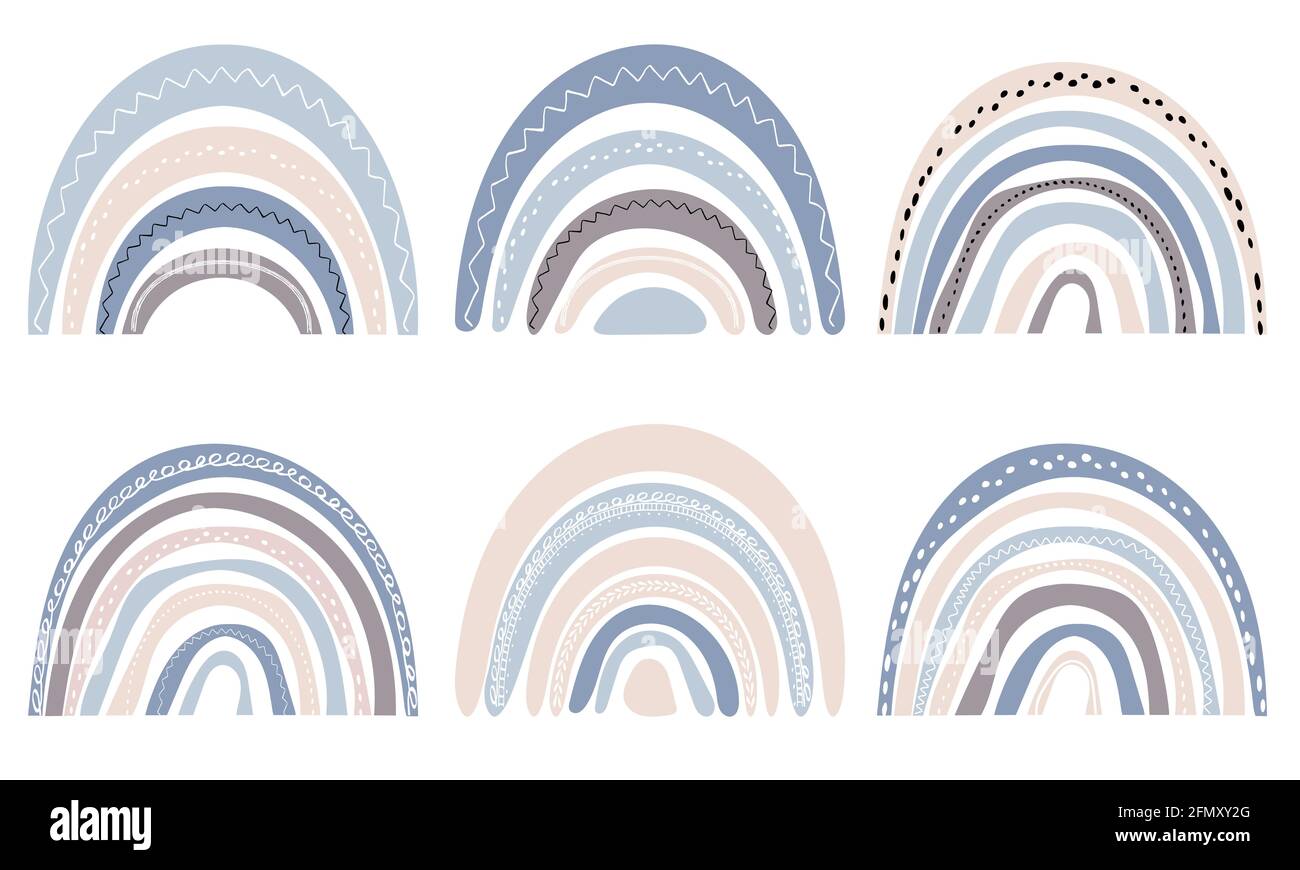 Set of cute rainbows in scandinavian style. Watercolor rainbow isolated ...