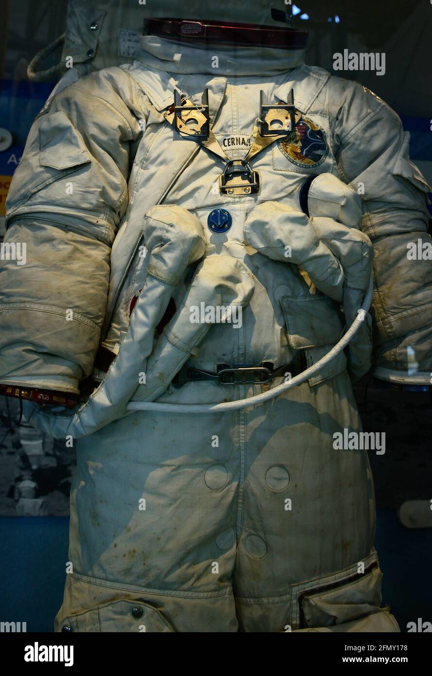 Commander Eugene Cernan space suit from the Apollo 17 lunar mission ...