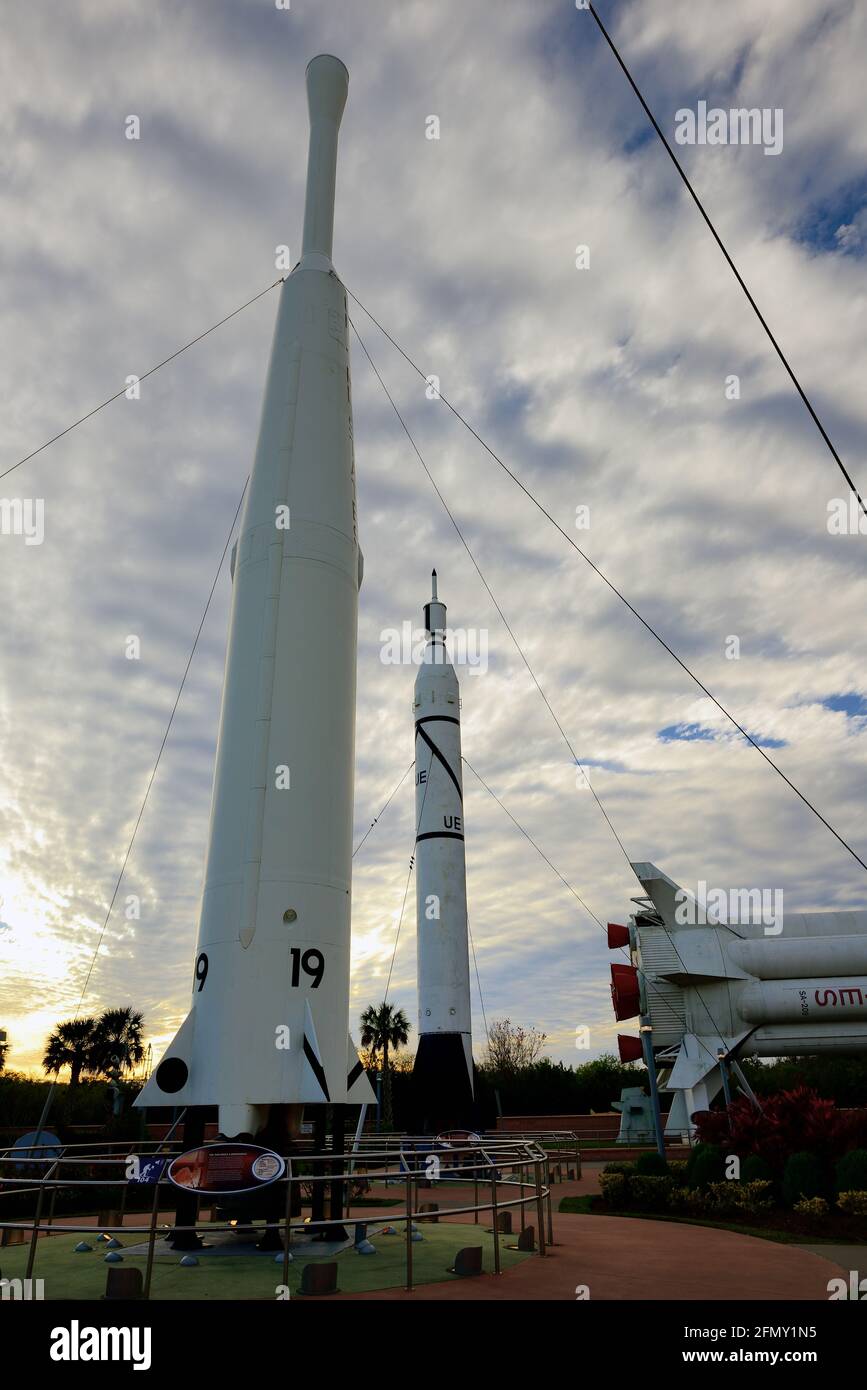 Rocket garden at Kennedy Space Center, Florida, USA Stock Photo - Alamy