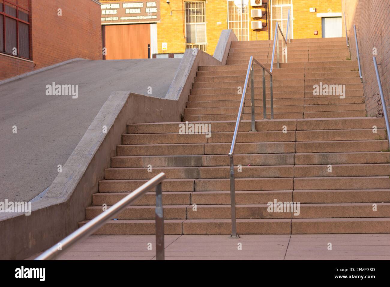 Urban stairs within the city to communicate unevenness between ...