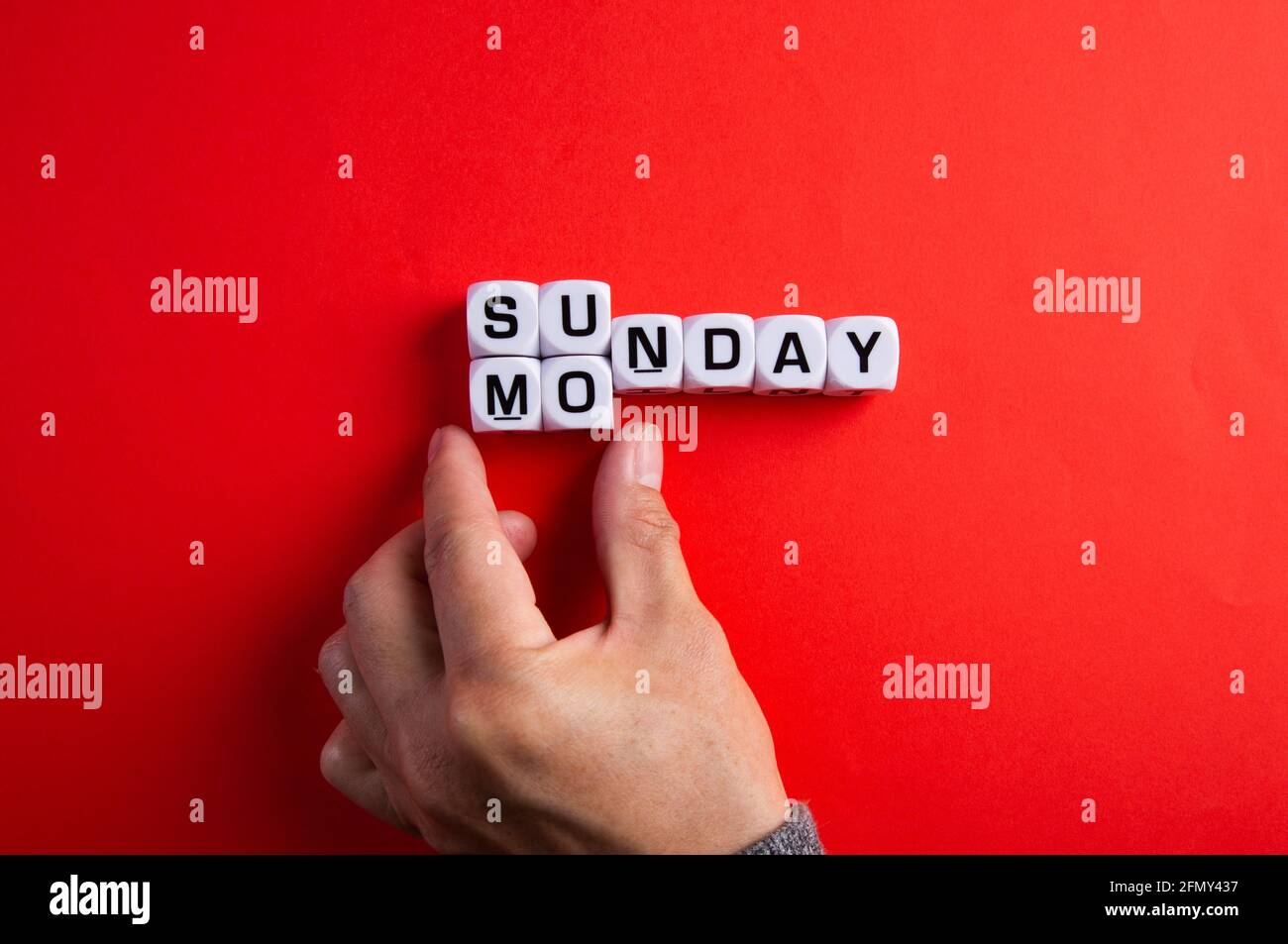 Concept of a new work week and a change of day from Sunday to Monday ...