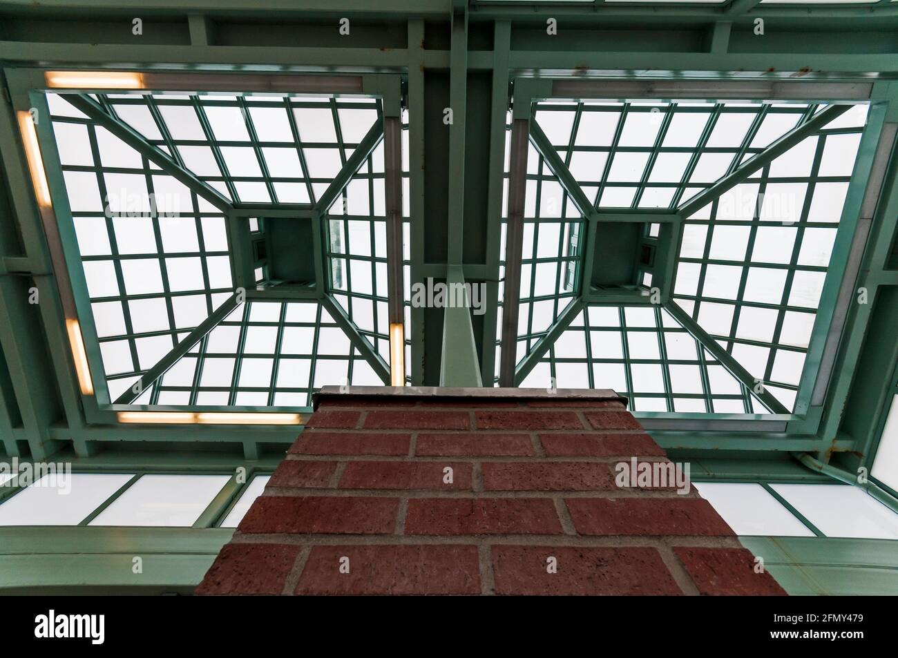 Skylight windows at the Auburn Transit Station Plaza near the railroad ...