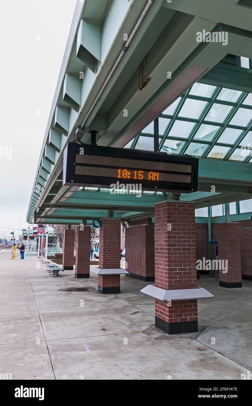 Skylight windows at the Auburn Transit Station Plaza near the railroad ...