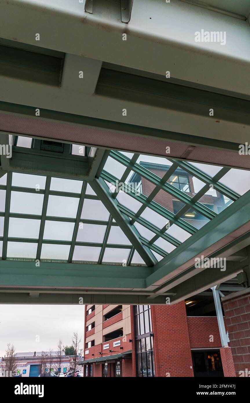 Skylight windows at the Auburn Transit Station Plaza near the railroad ...