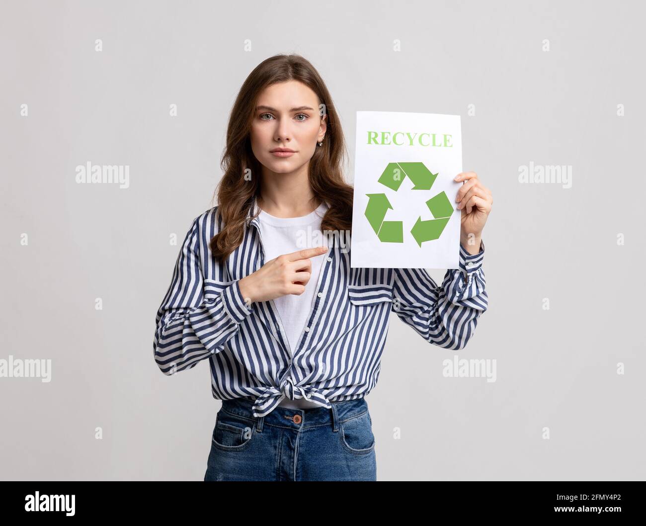 Importance Of Recycling. Millennial Eco-Activist Lady Demonstrating ...