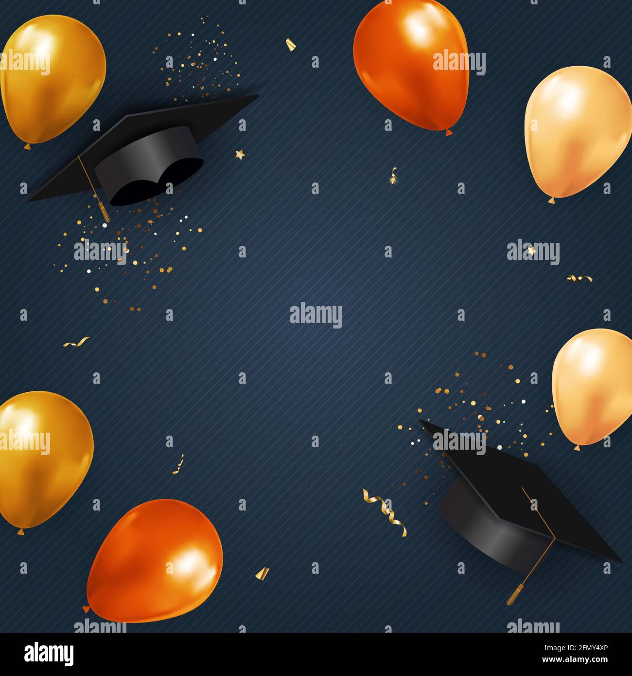 Graduation class party blue background with graduation cap hat and ...