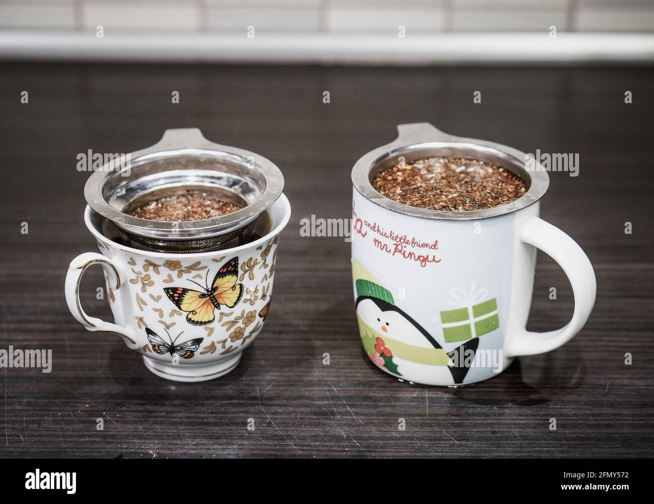 POZNAN, POLAND - Nov 03, 2016: Fresh rooibos tea in hot water in a cup ...
