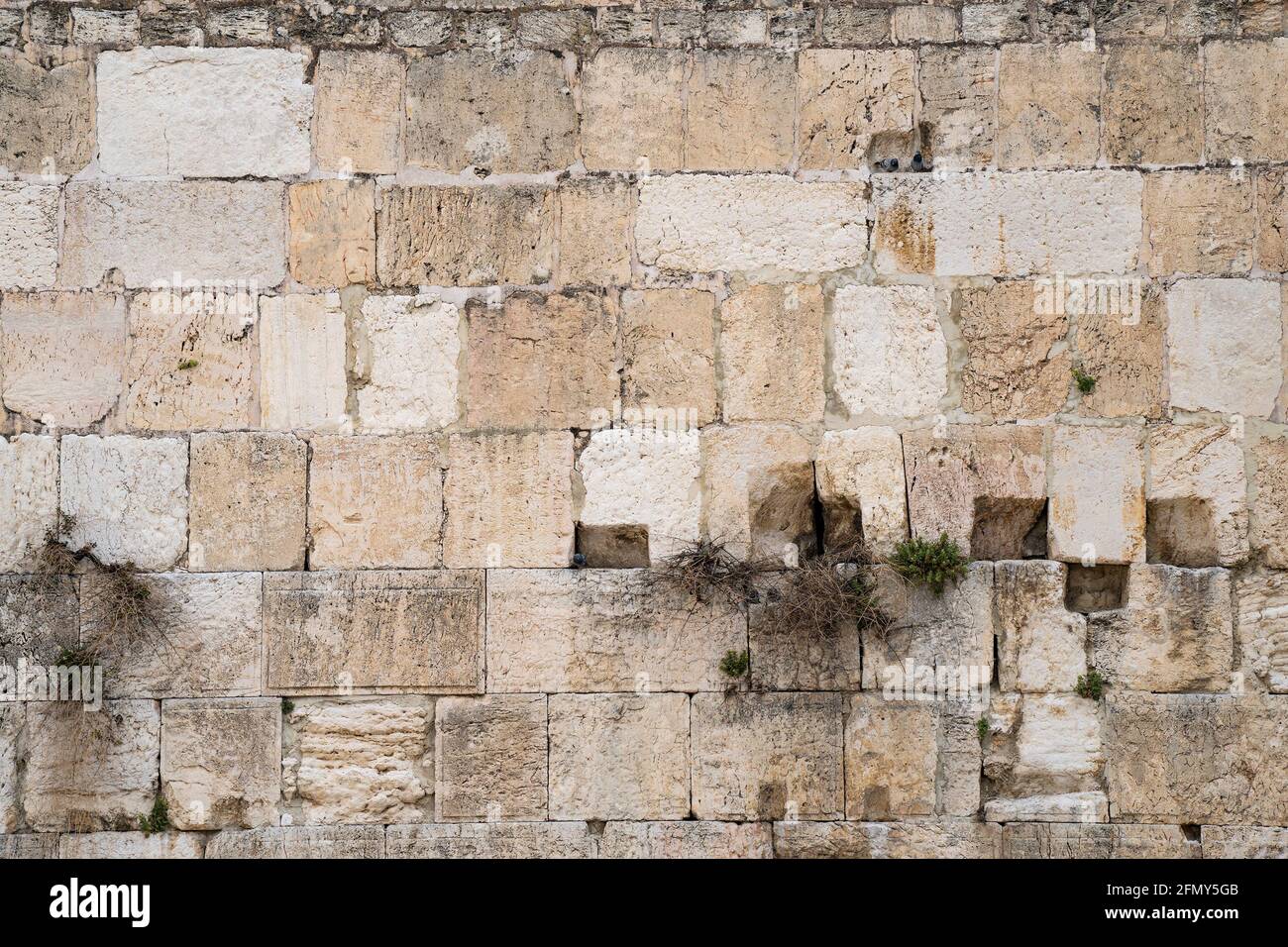 Jerusalem, Israel - April 3rd, 2021: A close up image of the western ...