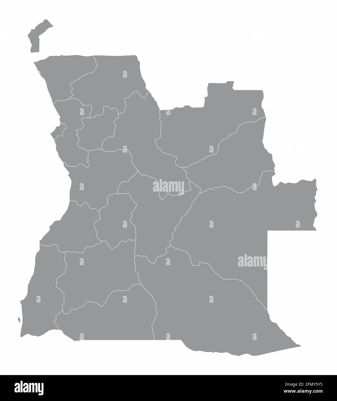 Angola administrative map isolated on white background Stock Vector ...