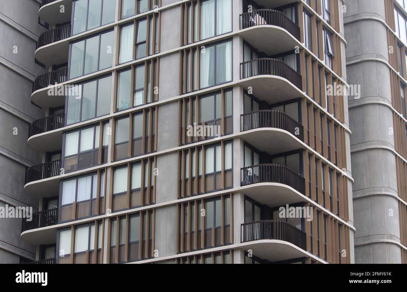 Building Architecture Curved Glass Balconies High Resolution Stock ...