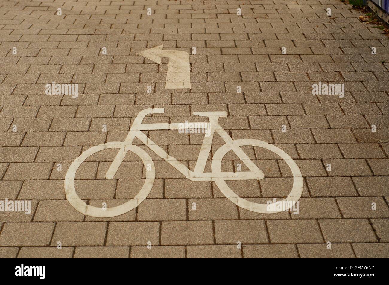 Marking of a cycle path in an underpass Stock Photo - Alamy