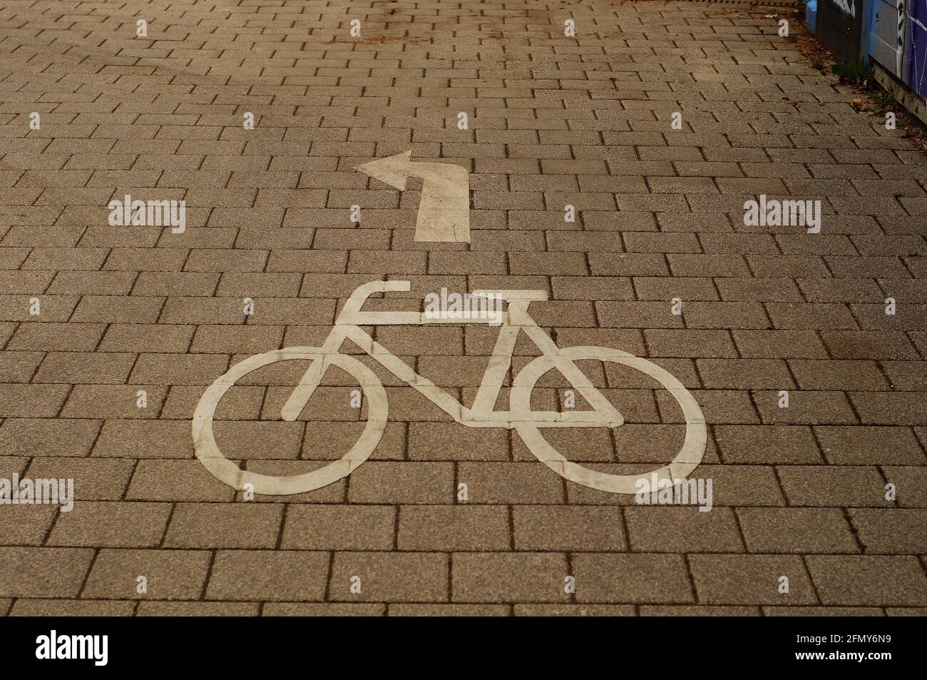 Marking of a cycle path in an underpass Stock Photo - Alamy