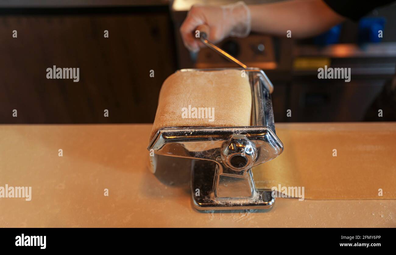handmade fresh pasta making process. close up Stock Photo - Alamy