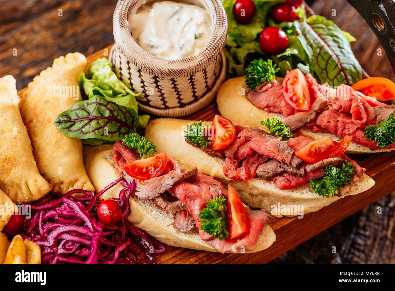 a variety of snacks. menu. top view Stock Photo - Alamy
