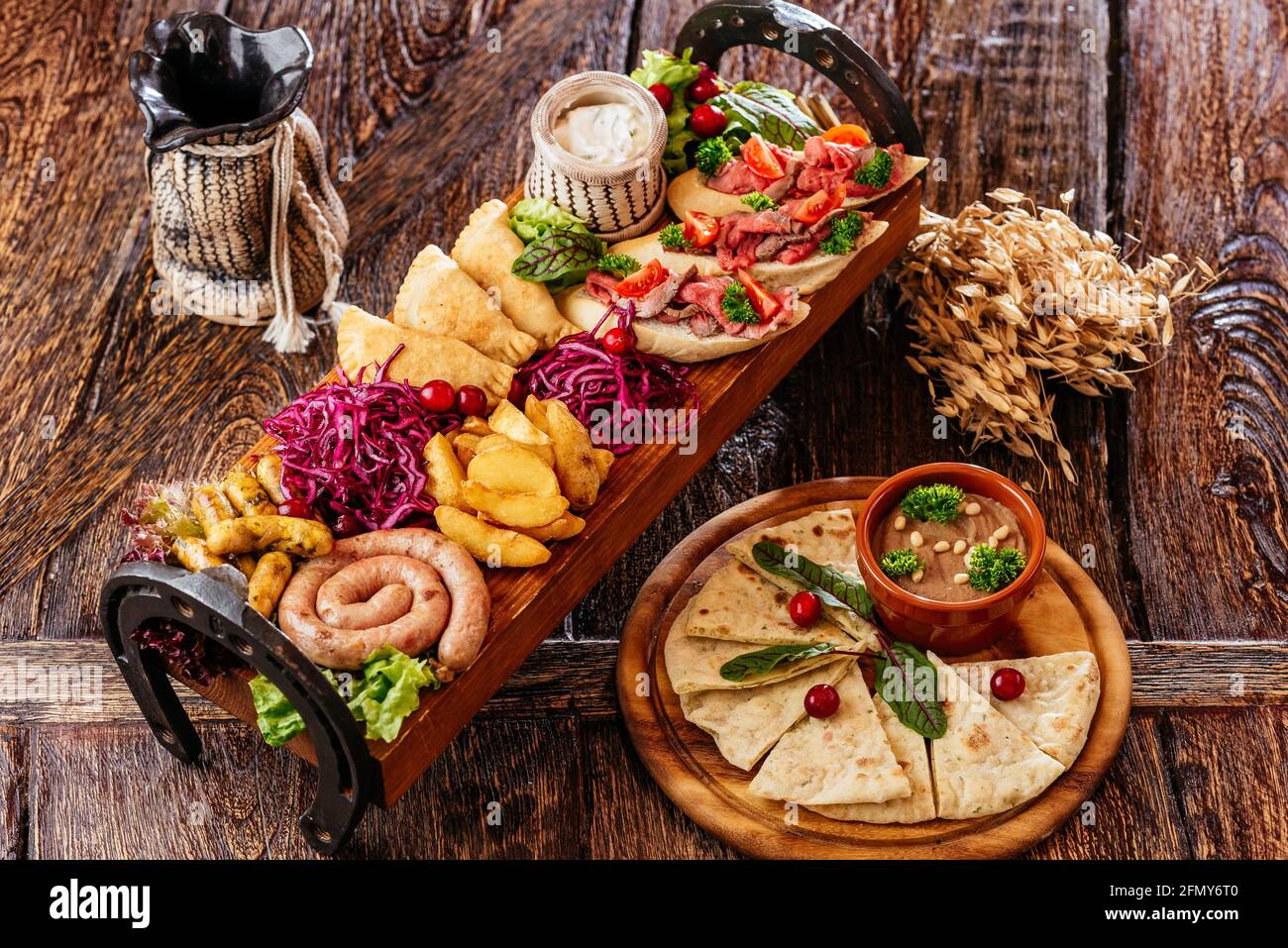 a variety of snacks. menu. top view Stock Photo - Alamy
