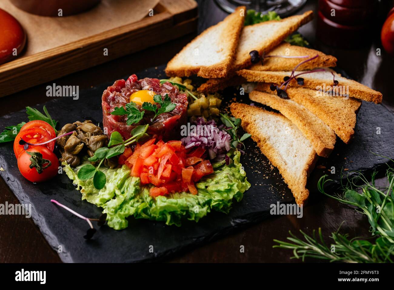 a variety of snacks. menu. top view Stock Photo - Alamy