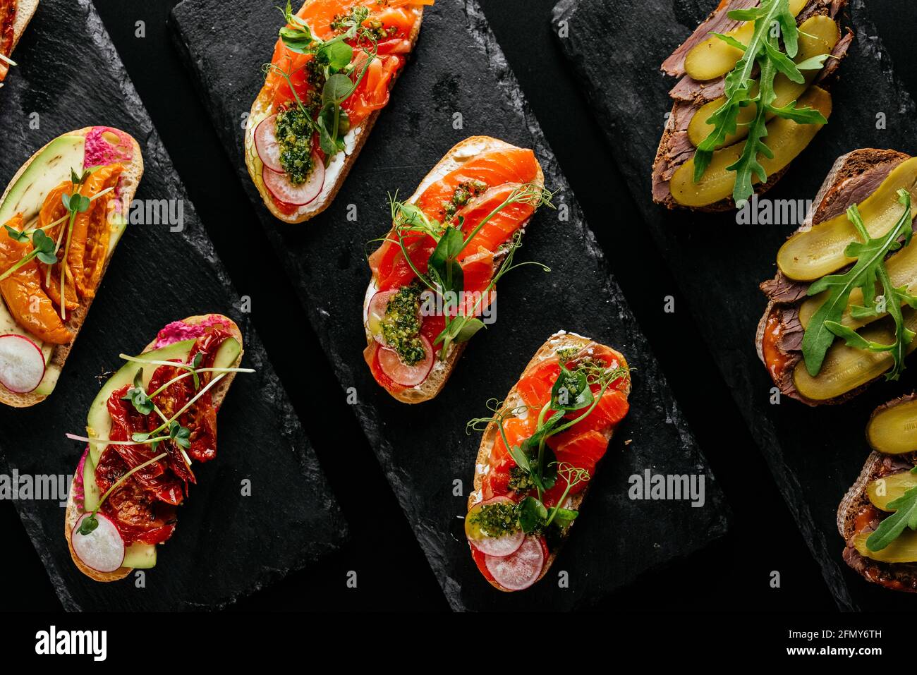 a variety of snacks. menu. top view Stock Photo - Alamy