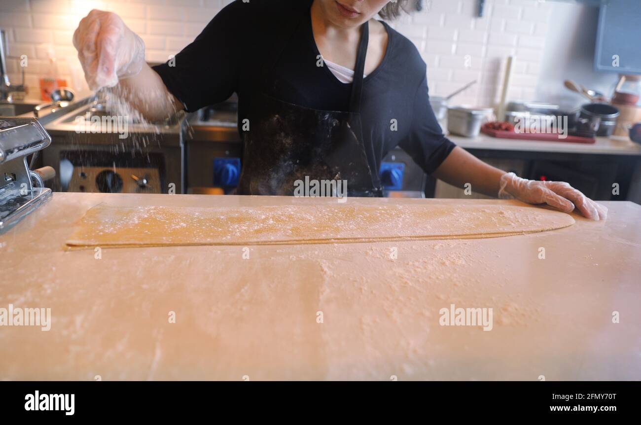 handmade fresh pasta making process. close up Stock Photo - Alamy