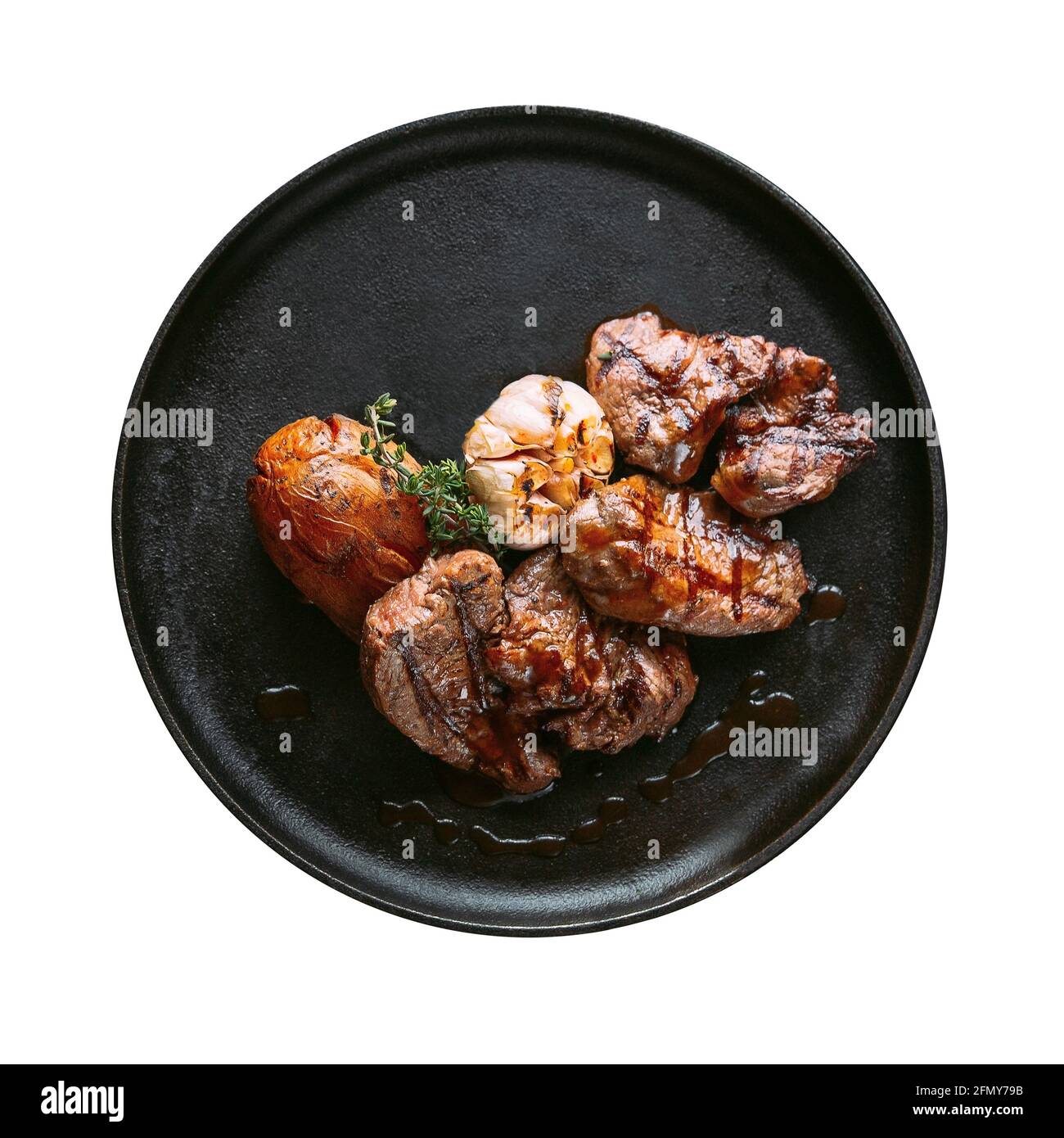 Isolated plate of grilled fillet mignon steaks Stock Photo - Alamy
