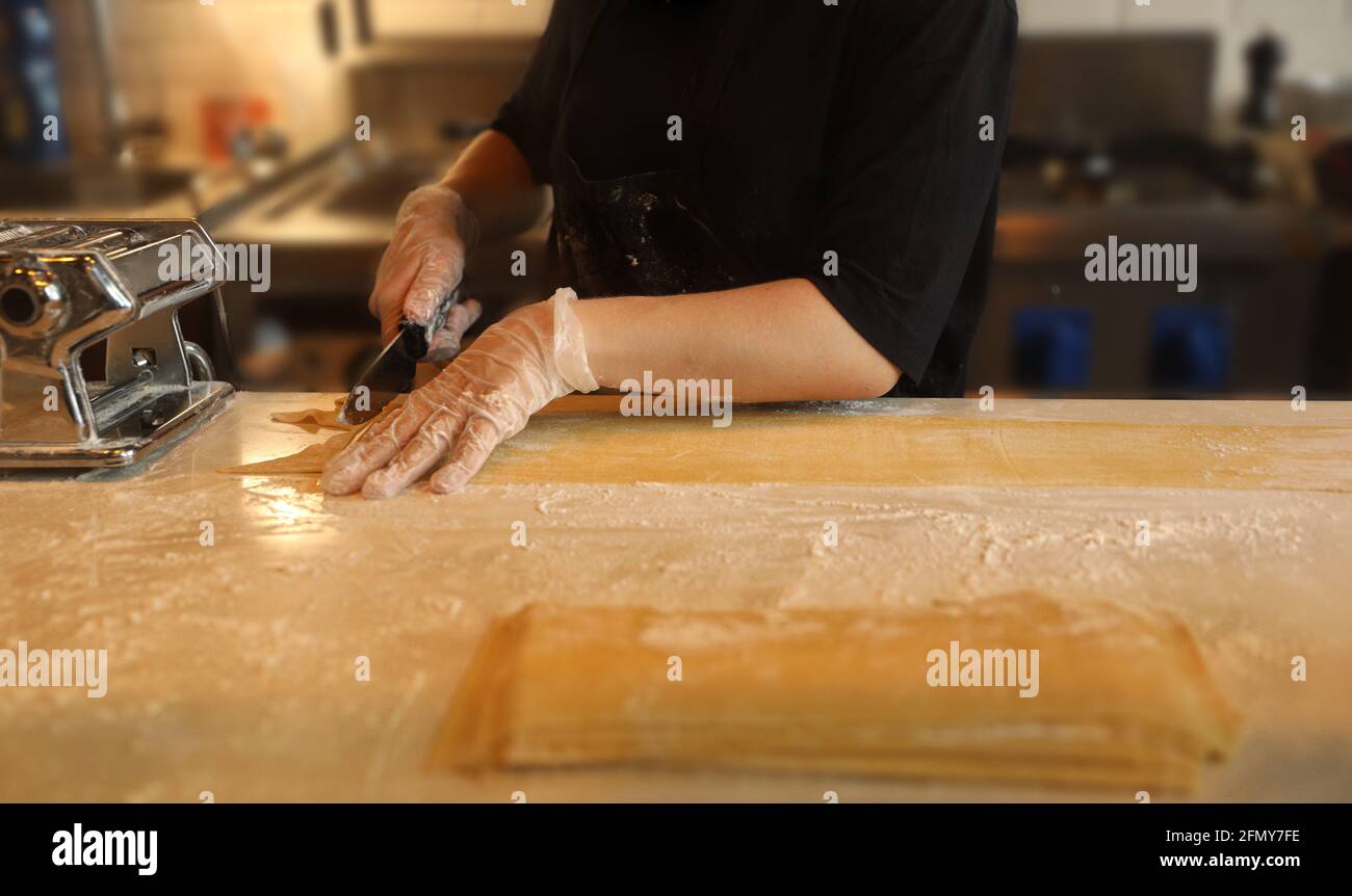 handmade fresh pasta making process. close up Stock Photo - Alamy