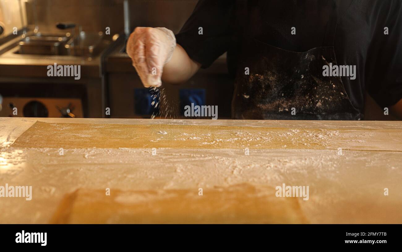 handmade fresh pasta making process. close up Stock Photo - Alamy