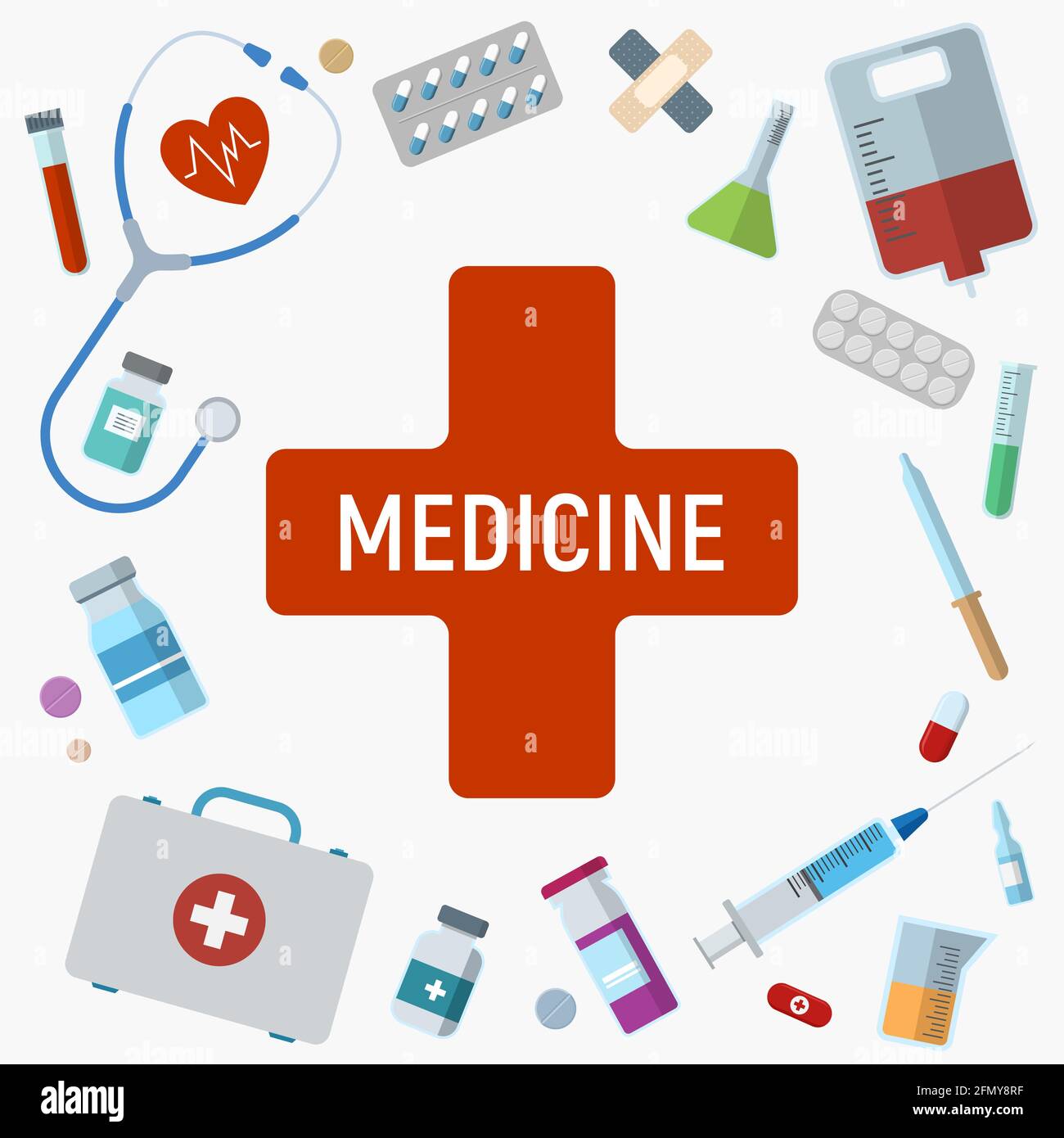 Vaccine vial stethoscope syringe Stock Vector Images - Alamy