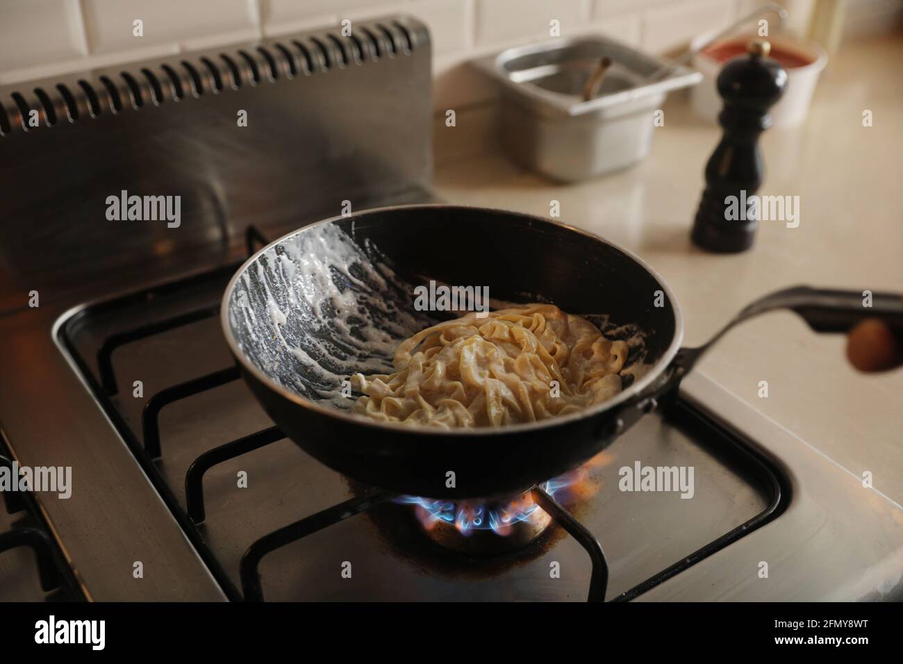 handmade fresh pasta making process. close up Stock Photo - Alamy