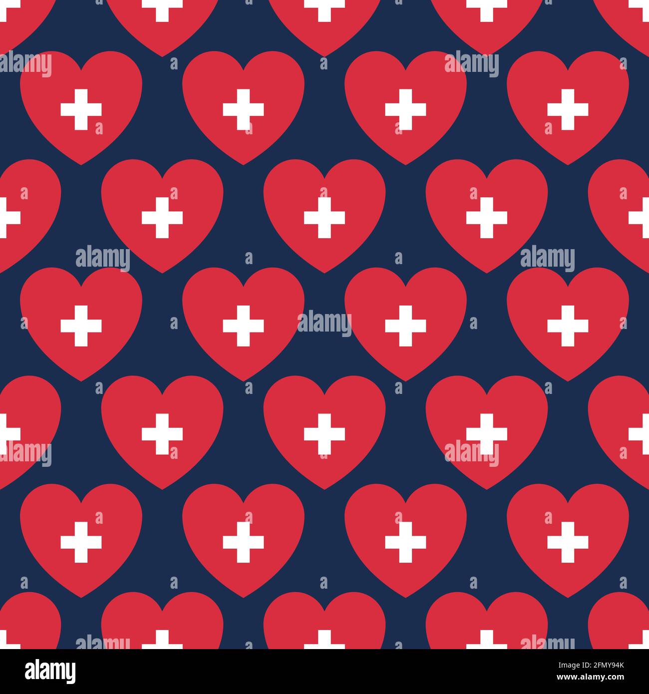 Seamless vector pattern of the abstract red heart symbols with white ...