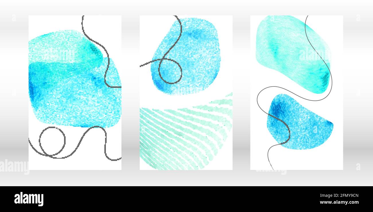 Blue watercolor abstract shapes. Minimalist artistic hand painted ...