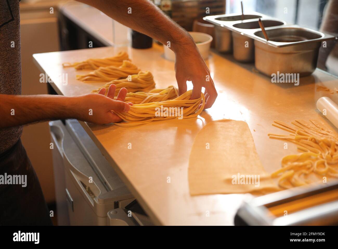 handmade fresh pasta making process. close up Stock Photo - Alamy