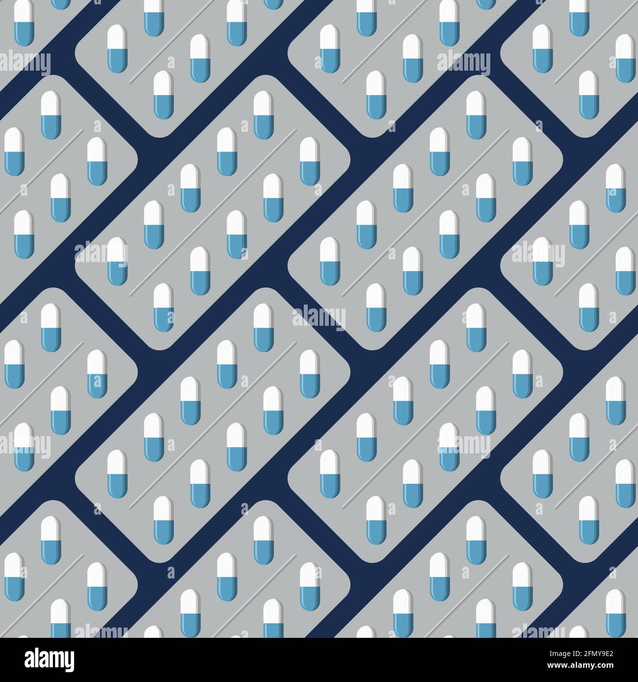 Seamless vector pattern with white and turquoise medical tablets ...