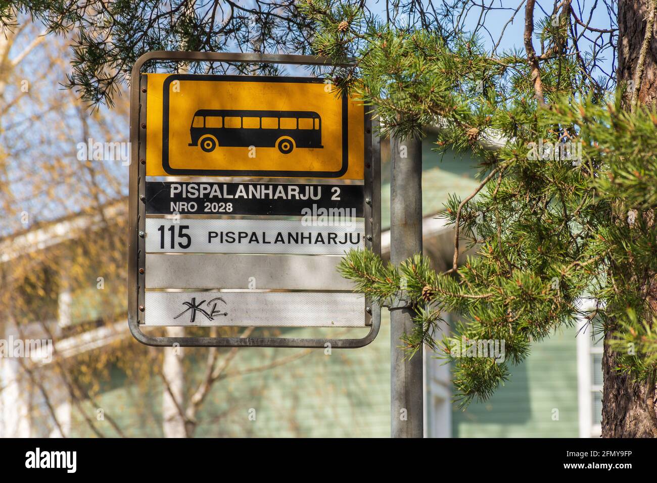 Bus stop on Pispalanharju ridge in Tampere Finland Stock Photo - Alamy