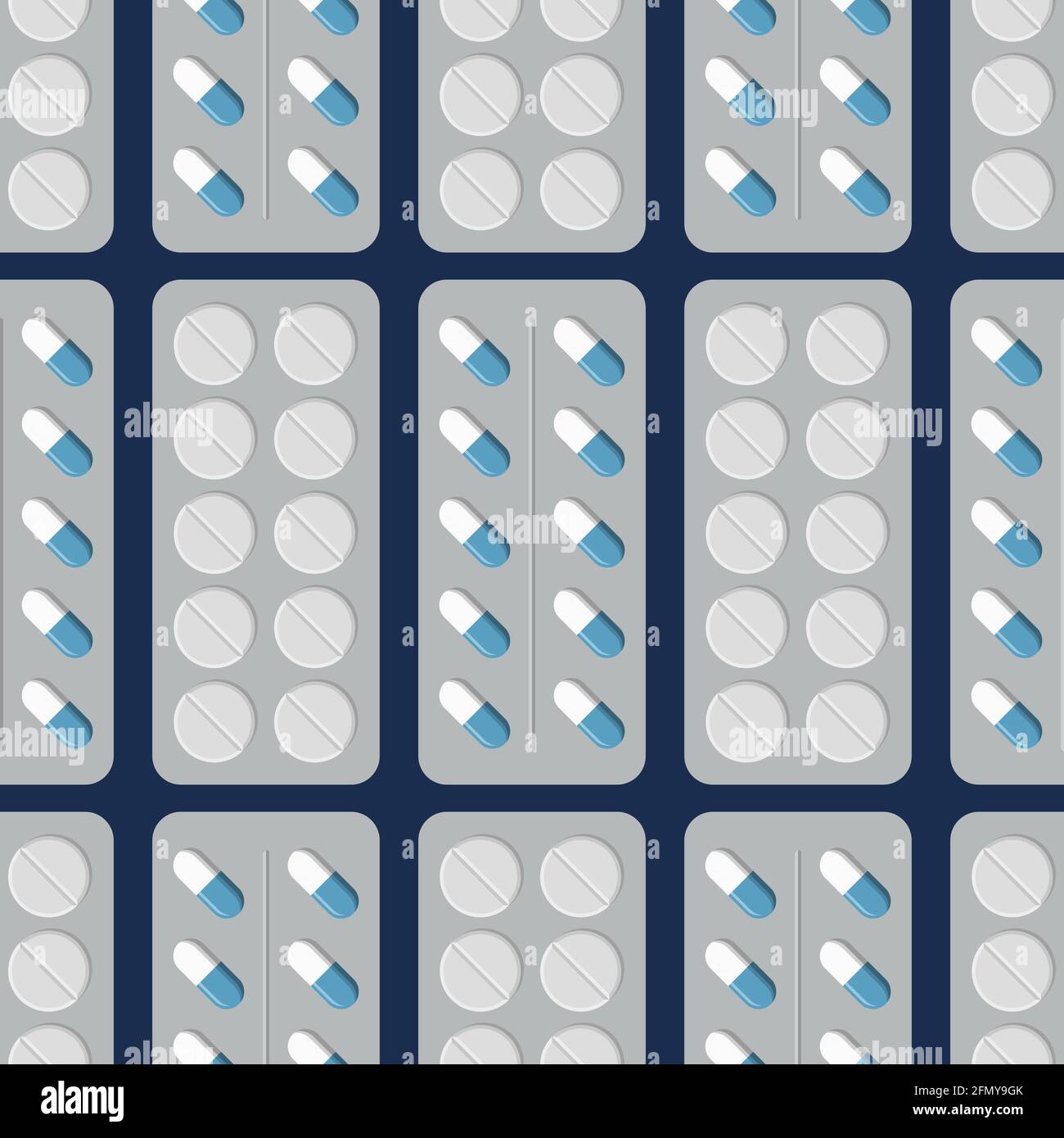 Seamless vector pattern with white and turquoise medical tablets ...