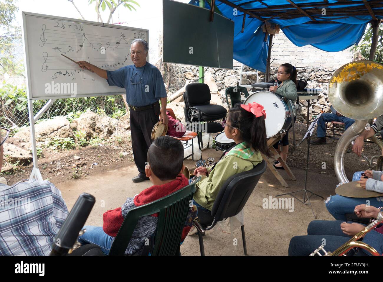 Wind music workshop for children Stock Photo - Alamy