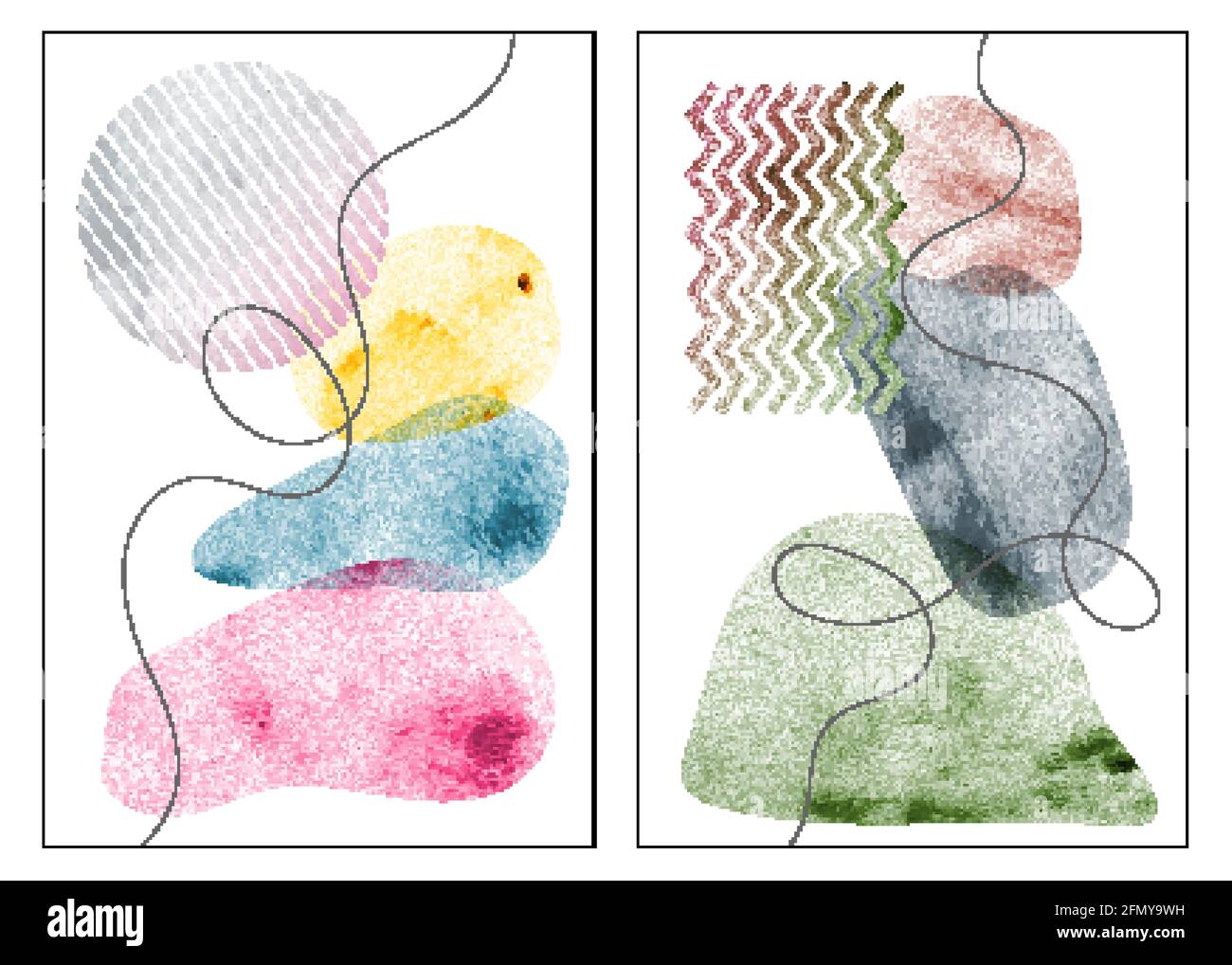 Watercolor abstract shapes. Minimalist artistic hand painted ...