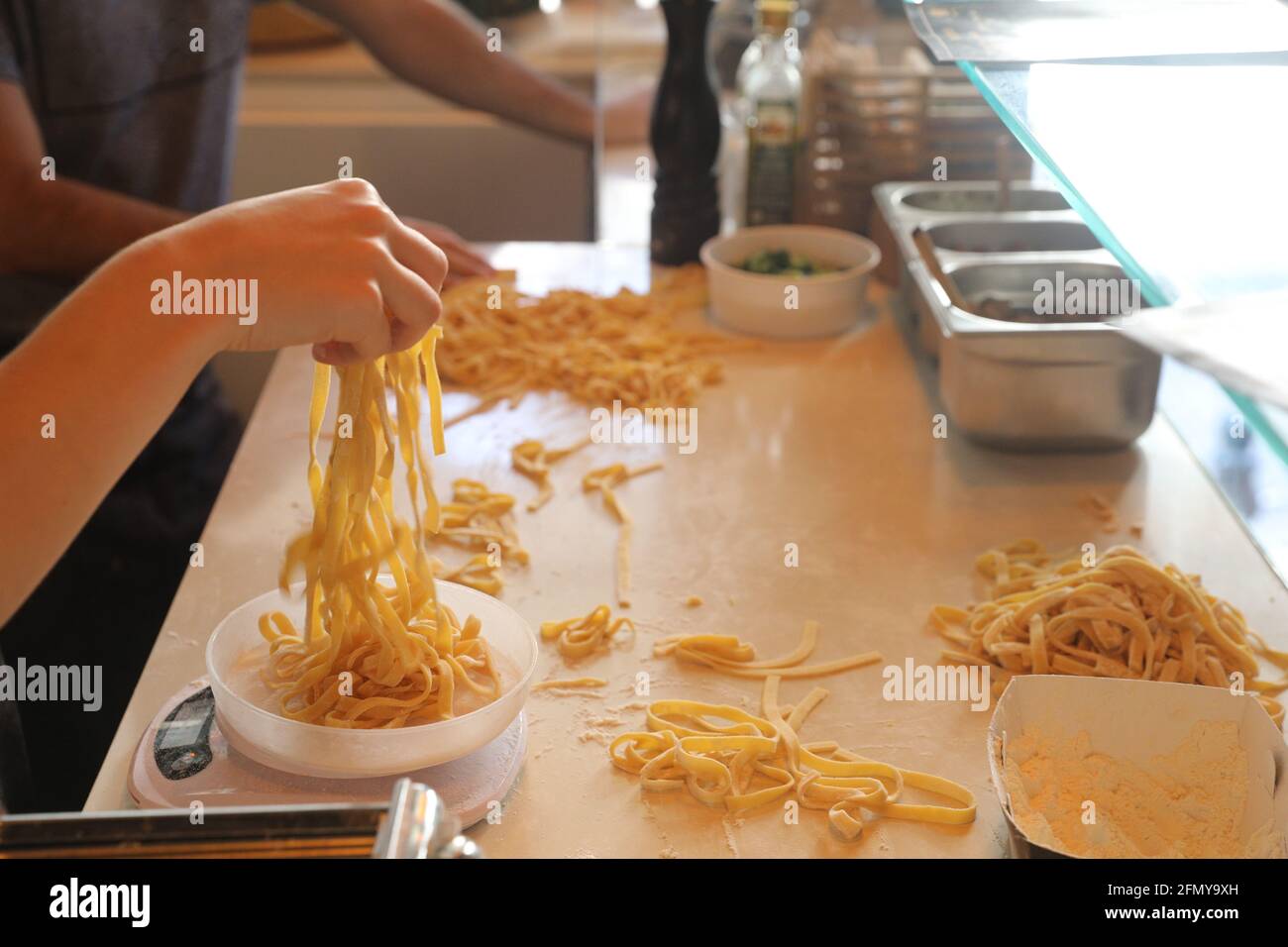 handmade fresh pasta making process. close up Stock Photo - Alamy